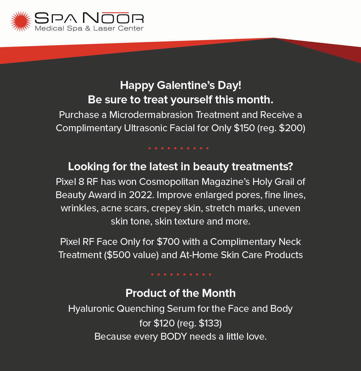 Specials & Promotions | Spa Noor | Fall River, MA